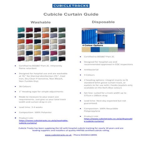 Cubicle curtain guide - Washable & Disposable | PDF