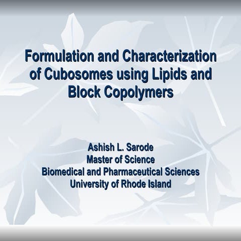 Cubic Phase Nanoparticles | PPT