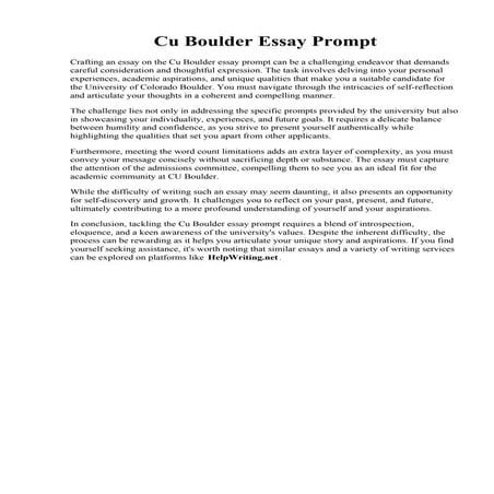 Cu Boulder Essay Prompt. Boulder Supplimental Essay - At The University ...