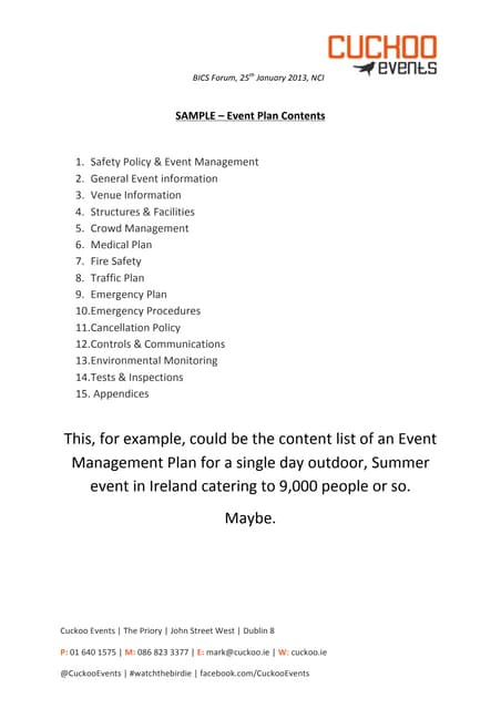 Cuckoo events bics 2013 - sample event planning guidelines document ...