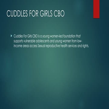CUDDLES FOR GIRLS POWERPOINT ON THE ORGANIZATION'S WORK. | PPTX