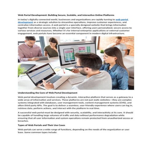 Web Portal Development: Building Secure, Scalable, and Interactive ...
