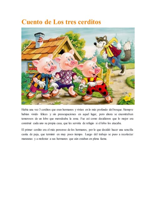 Cuento de los tres cerditos en inglés | DOCX