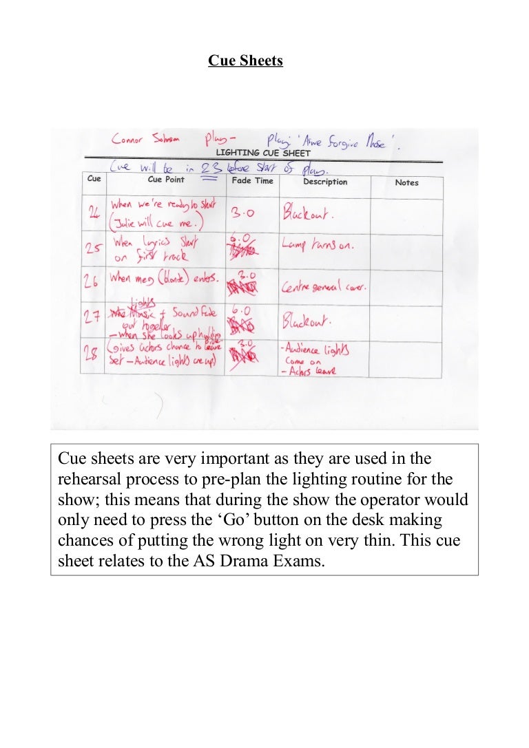 Cue sheets