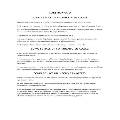 Cuestionario - Access | DOCX