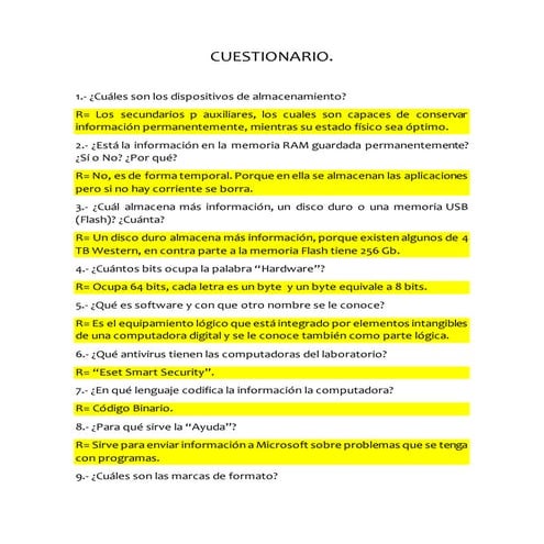Cuestionario | DOCX