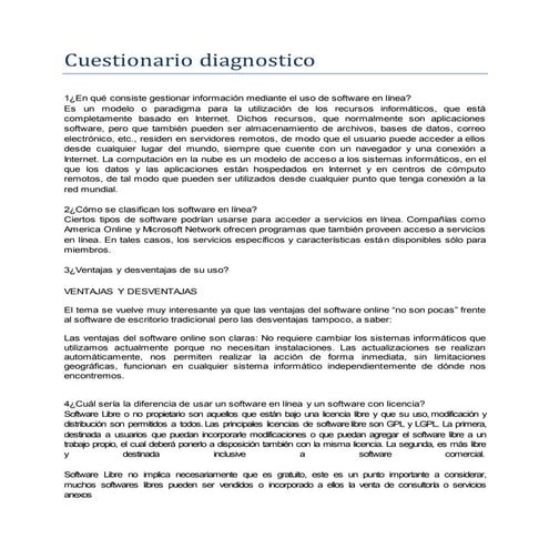 Cuestionario diagnostico | PDF