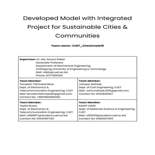 Developed Model with Integrated Project for Sustainable Cities ...