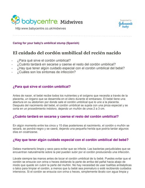 Cuidados del cordón umbilical | PPTX