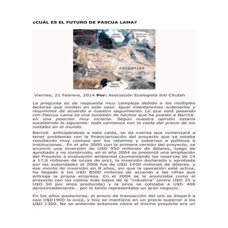 ¿CUÁL ES EL FUTURO DE PASCUA LAMA? | PDF