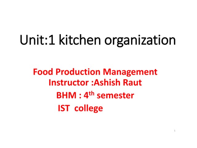 1.0 Introduction to kitchen operation | PPT
