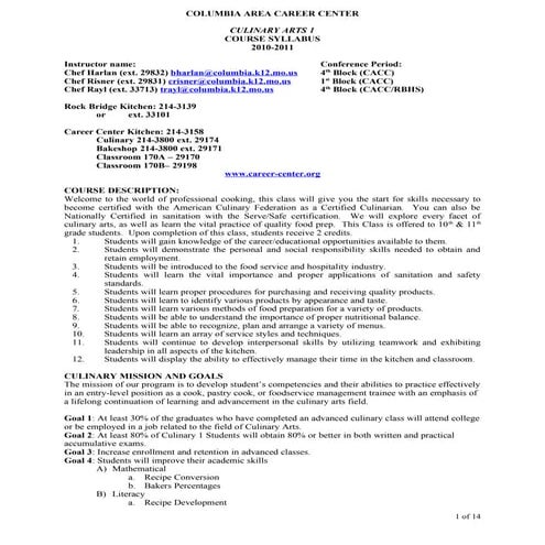 Culinary arts 1 | DOC | Cooking | Food & Drink