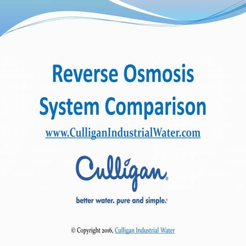 Culligan Reverse Osmosis System Comparison | PPTX