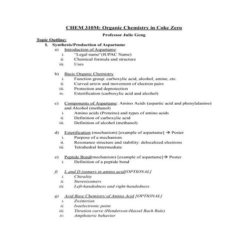 Organic Chemistry in Coke Zero -Lecture Note | PDF