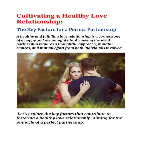 Cultivating A Healthy Love Relationshipship Pdf