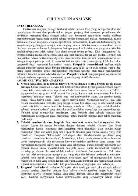 Teori kultivasi kultivasi, teori ilmu komunikasi | PDF