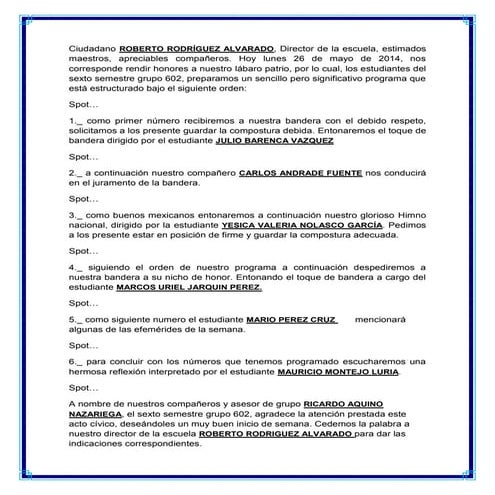 Culto Y Homenaja E Nuestro Labaro Patrio Programa Civico Pdf
