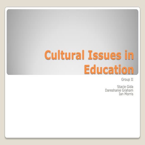 Cultural Issues In Education | PDF