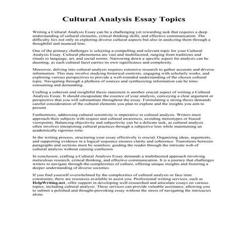 Cultural Analysis Essay Topics.pdf | Education