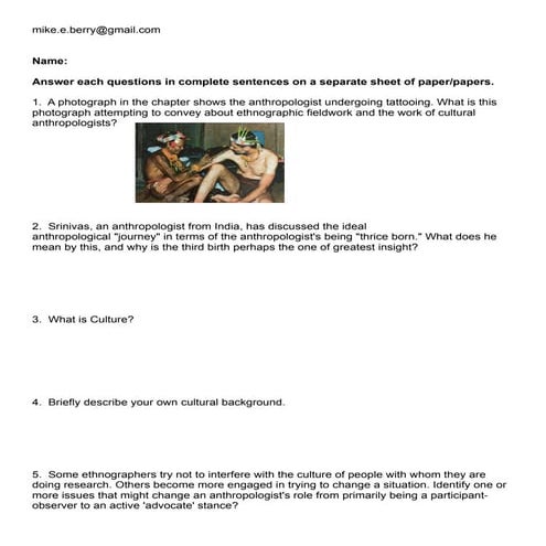 Cultural anthropology test 1 | PDF