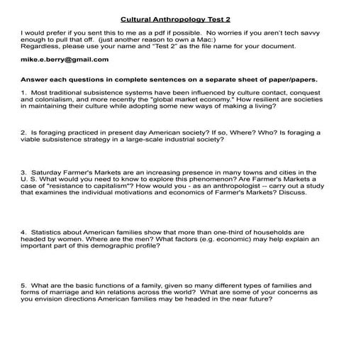 Cultural anthropology test 2 | PDF