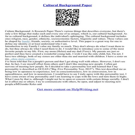 Cultural Background Essay | PDF