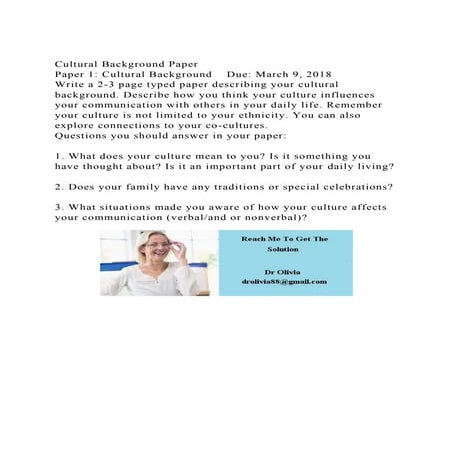 Cultural Background Paper Paper 1 Cultural Background Due M.docx