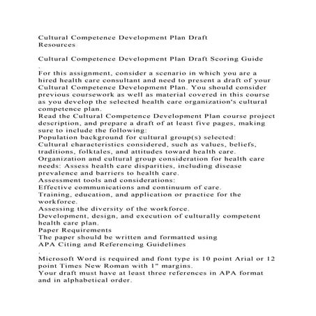 Cultural Competence Development Plan DraftResourcesCultural Co.docx