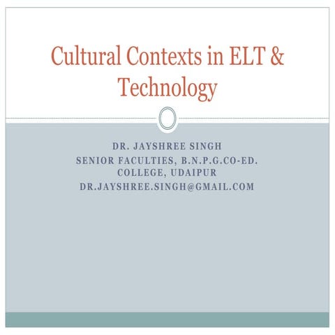 Cultural contexts in elt | PPTX