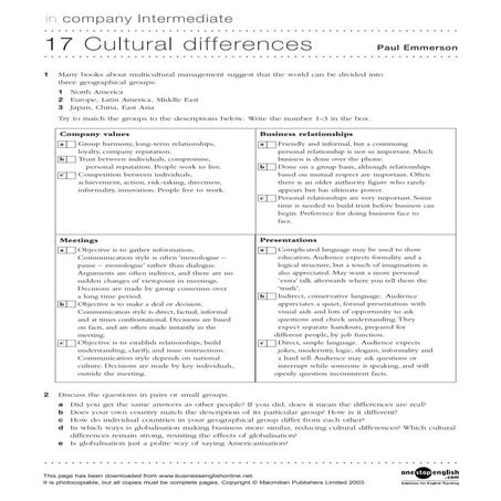 Cultural differences countries | PDF