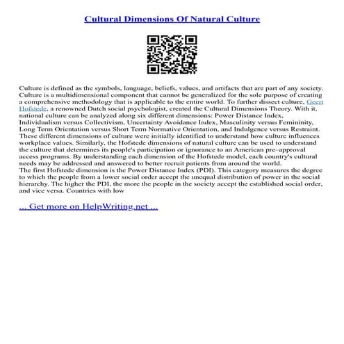 Cultural Dimensions Of Natural Culture | PDF
