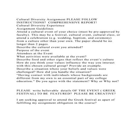 Cultural Diversity Assignment PLEASE FOLLOW INSTRUCTIONS COMPREH.docx ...