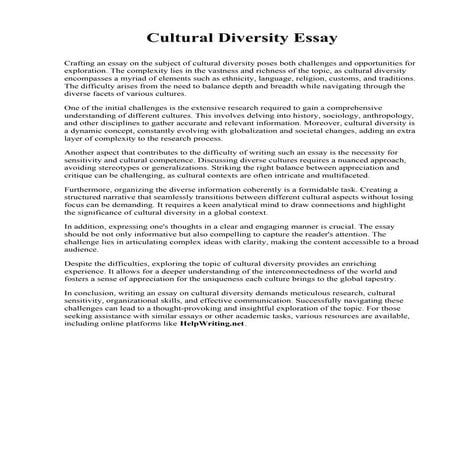 Cultural Diversity Essay | PDF