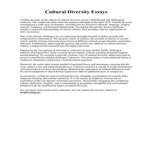 Cultural Diversity Essays.pdf | Education