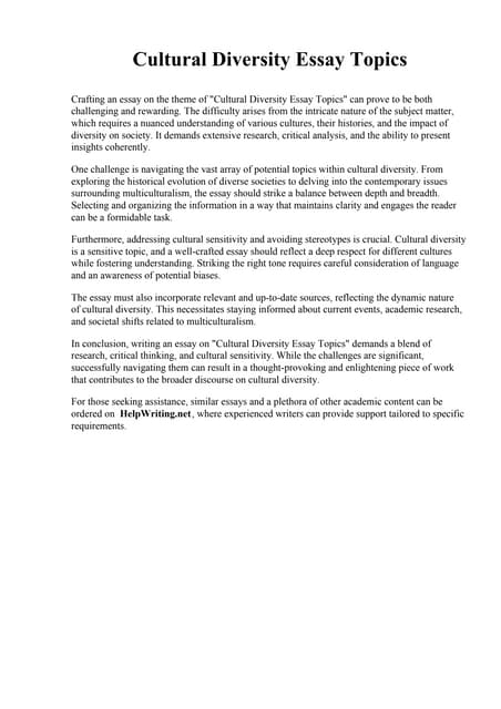 Cultural Essay Examples. Young Harris College | PDF