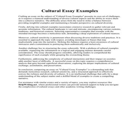 Cultural Essay Examples | PDF