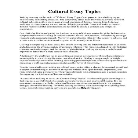 Cultural Essay Topics | PDF
