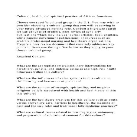 Cultural, health, and spiritual practice of African AmericanChoo.docx