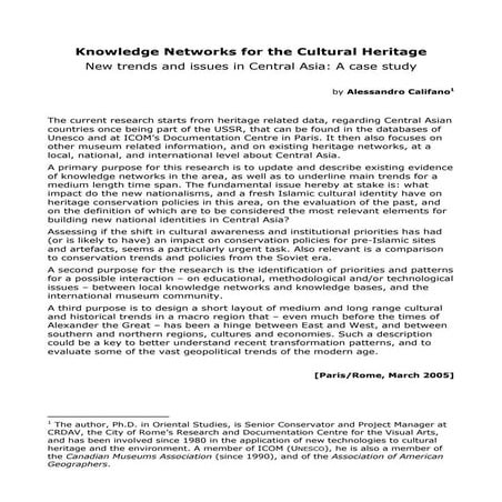 Cultural Heritage Knowledge Networks In Central Asia | PDF
