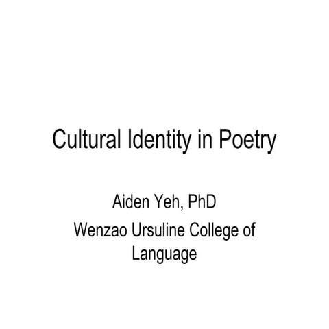Cultural identity in poetry | PPT