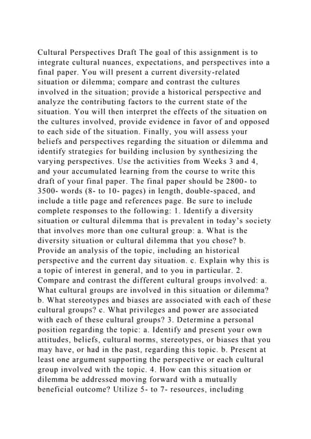 Create an 8-10-slide PowerPoint presentation discussing your cultura | PDF