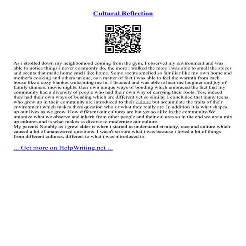 Cultural Reflection | PDF