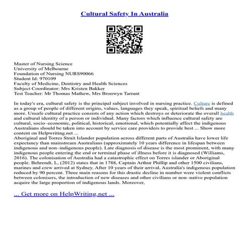 Cultural Safety In Australia | PDF
