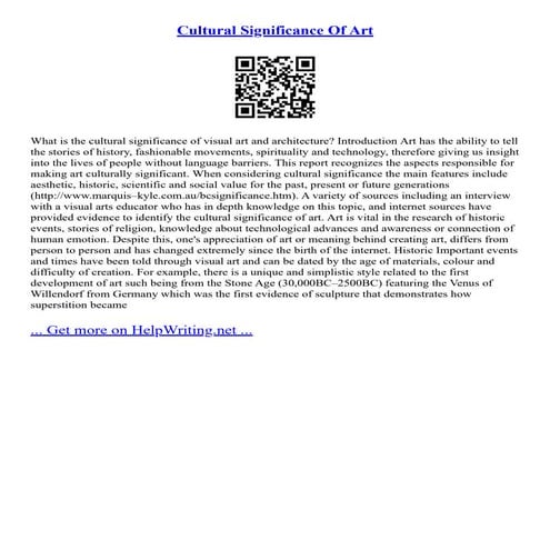 Cultural Significance Of Art | PDF