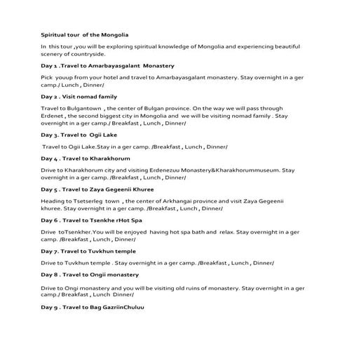 Cultural tours mongolia | PDF