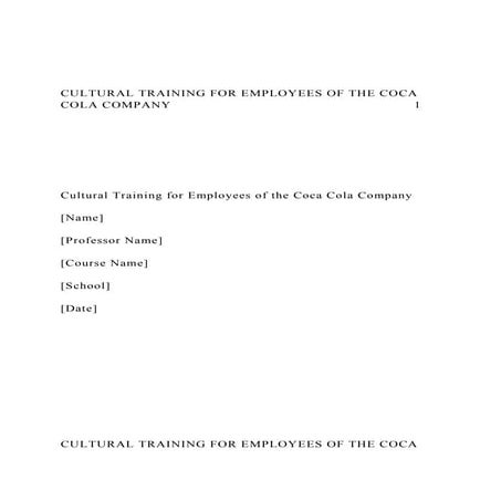 CULTURAL TRAINING FOR EMPLOYEES OF THE COCA COLA COMPANY .docx