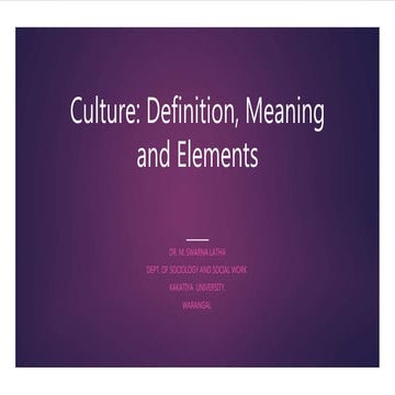 Culture definition, Meaning and Elements | PPTX