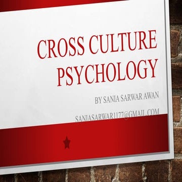 Culture and basic psychological processes | PPTX