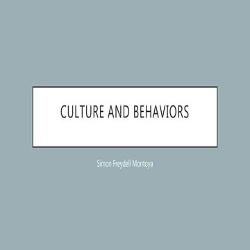 Culture and behaviors | PPT