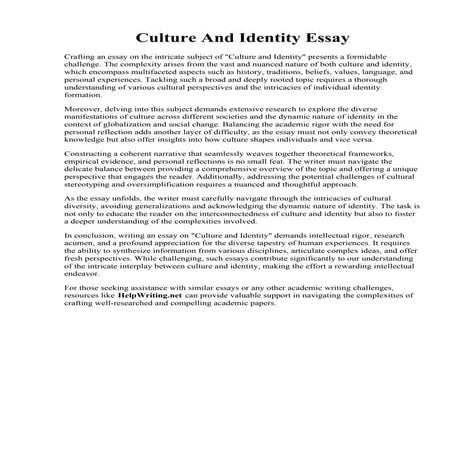 Culture And Identity Essay.pdfCulture And Identity Essay. How to write ...